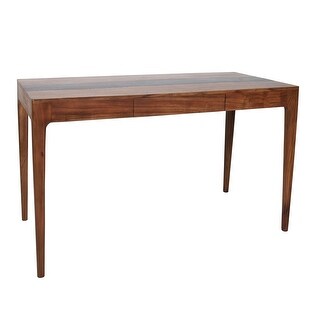 52 Inch Writing Desk, Natural Textured Acacia Wood, Burnished Brown ...