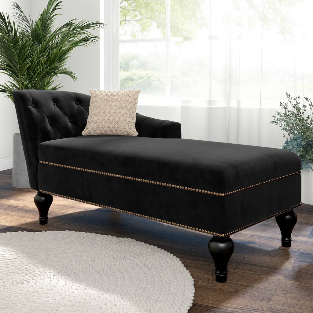 Chaise Lounge Indoor Chair Tufted Fabric, Modern Long Lounger for ...