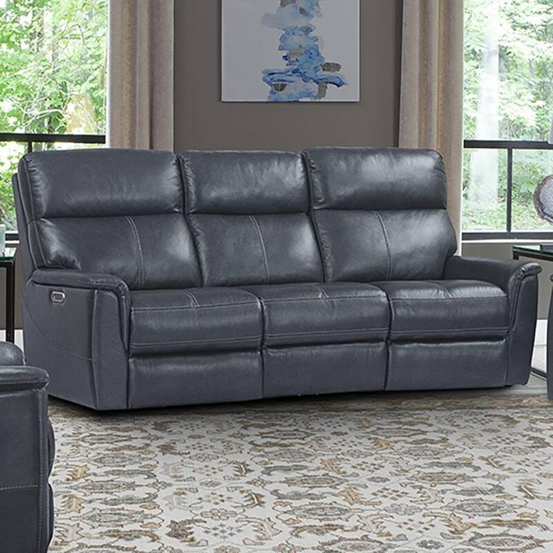 Q-Max Top Grain Leather Power Reclining Sofa With Power Headrest, Power ...