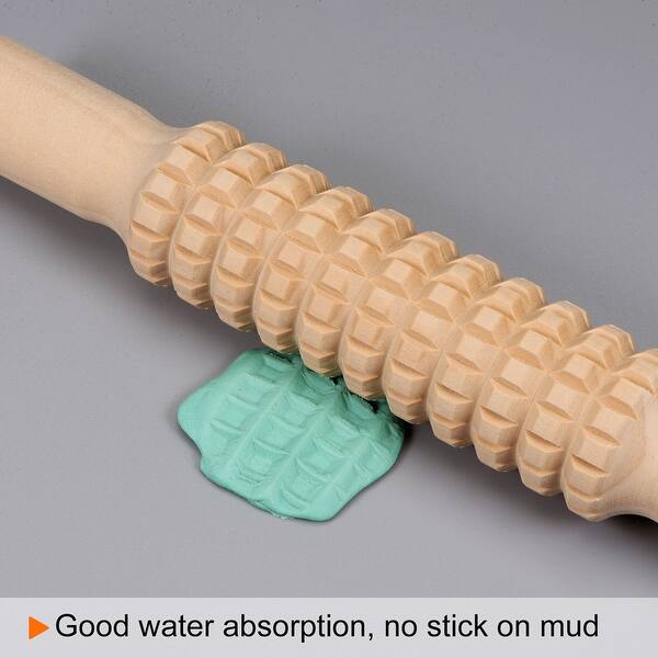 Wood Clay Roller Lattice Texture Rolling Emboss Wood 21cm x 3.5cm ...