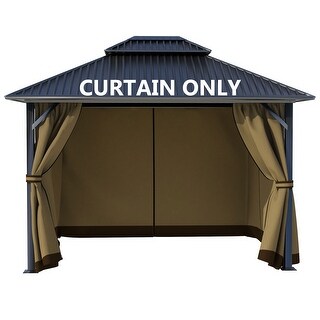 Aoodor Gazebo Curtain Replacement - Patio Privacy Curtains with Double ...