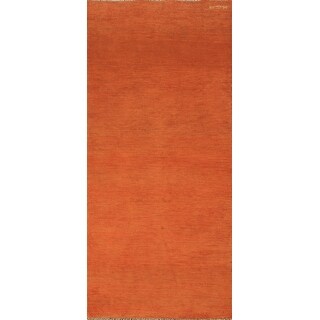 Orange Solid Gabbeh Oriental Runner Rug Hand-Knotted Wool Carpet - 2'9 ...