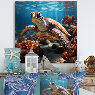Designart "Symbolic Wisdom I" Turtle Animal Wall Art - Bed Bath ...