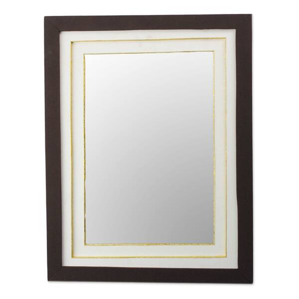 Novica Handmade Modern Reflection Fabric And Wood Wall Mirror - Bed ...