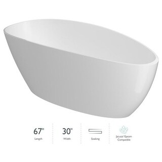 Jacuzzi Ileana 67" Solid Surface Free Standing Soaking Bathtub with ...