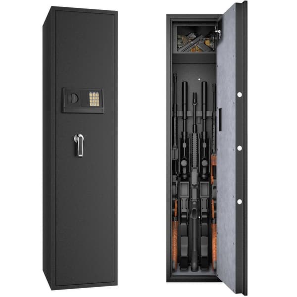 Large Rifle Safe Quick Access 5-Gun Storage Cabinet with Pistol Lock ...