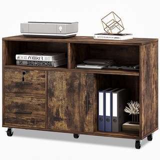 Morin Rustic Brown Lateral File Cabinet for Home Office 2 Drawers - Bed ...