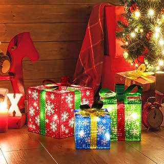 Set of 3 Colored Presents Lighted Holiday Decoration - Multi-Color ...