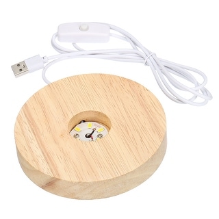 LED Light Round Wooden 4.72" Warm White Light Display Base Stand Wood ...