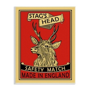 Stupell Stag's Head Safety Match Advertisement Deer Red Yellow Wood ...