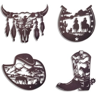 4Pcs Western Wood Wall Art Decor - Bed Bath & Beyond - 40255712