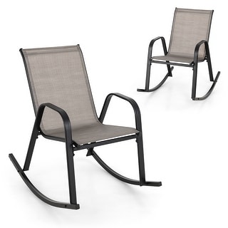 Gymax Set of 2 Metal Rocking Chair Heavy-Duty Rocker Outdoor Anti-Slip ...