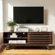 Mid Century Modern TV Stand with Sliding Slatted Door, Media Console ...