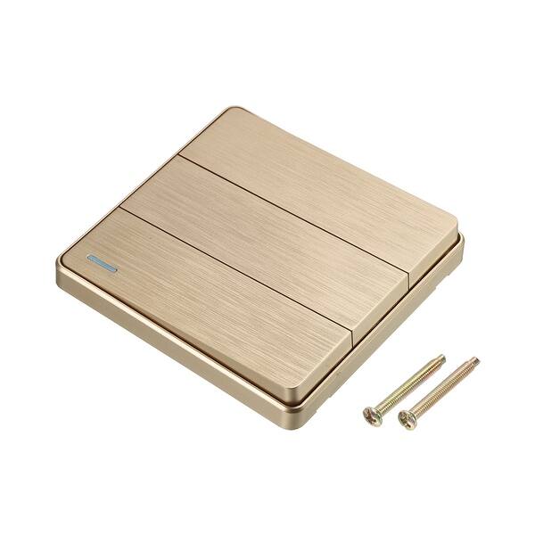 Light Switch Wall Panel Push Button 3 Gang 1 Way Gold Tone 250V 10A ...