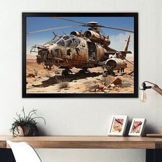 Designart "Vintage Military Apache Helicoprter Desert Guardians ...