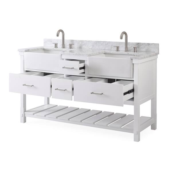 60-Inches Kendia Double Farmhouse Sink Bathroom Vanity - On Sale - Bed ...