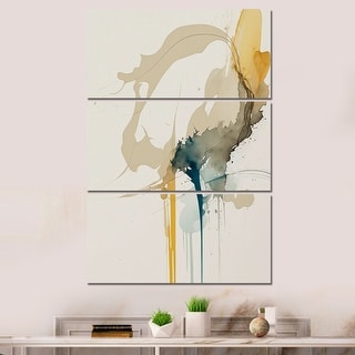 Designart "Mustard Yellow Secrets VI" Abstract Liquid Ink Canvas Art ...