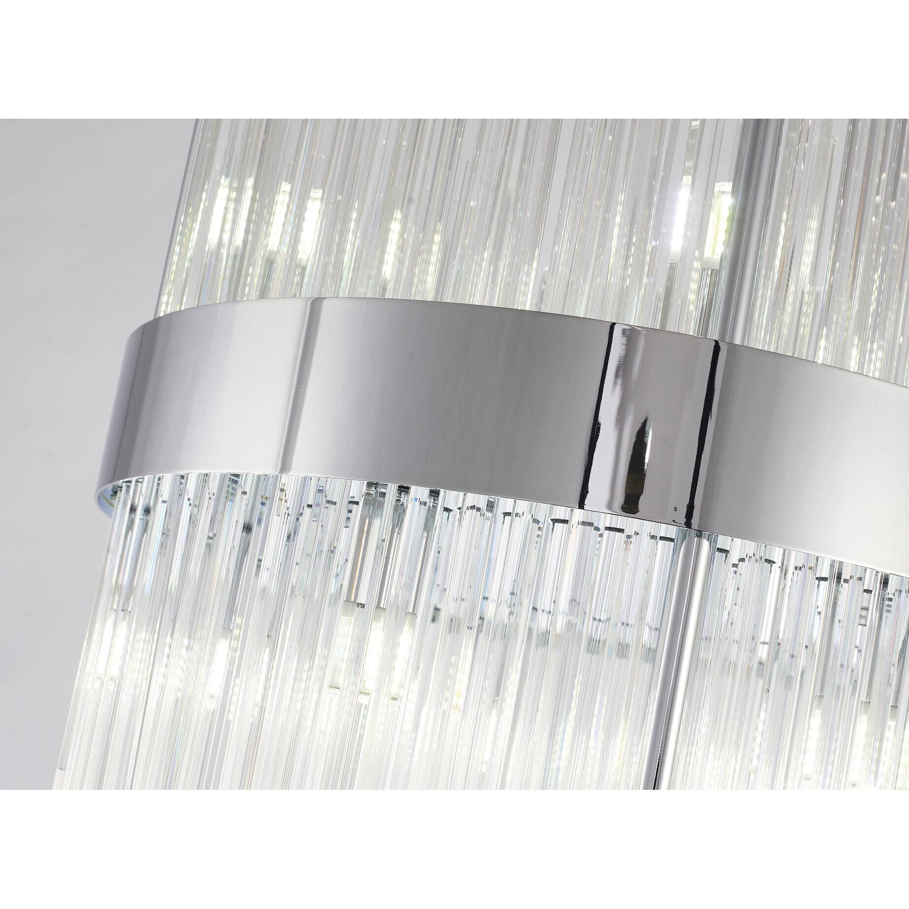 10-Light D15.7" Chrome Stainless Steel With Clear Glass Rods - Bed Bath ...