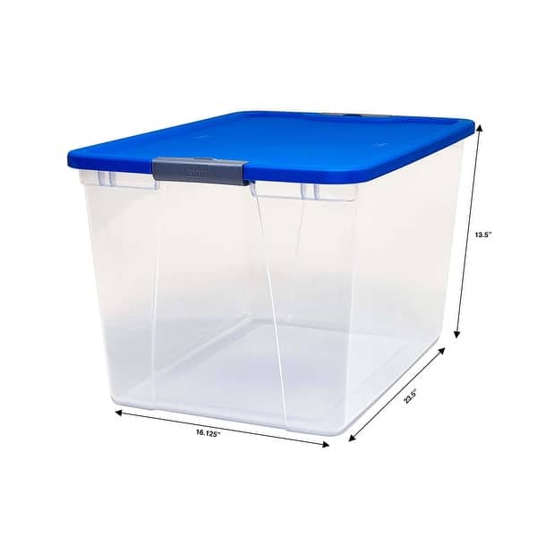 Homz 64 Qt Secure Latch Large Clear Stackable Storage Container Bin (4 ...