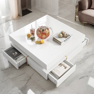 Square Storage Coffee Table with 4 Drawers - Bed Bath & Beyond - 40373356