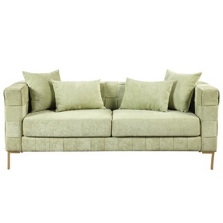 80.5" Linen Upholstered Sofa Modern Weaving Lines Couch for Living Room ...