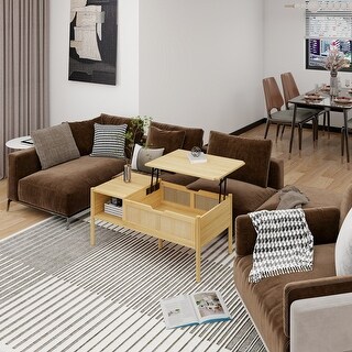Coffee Table, Top Lifting, Natural Bamboo and Rattan, for Living Room ...