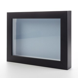 9x12 Shadow Box Frame Painted Black Real Wood with a Blue AcidFree ...