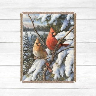 Laural Home Winter Cardinal Woven Throw with Fringe Edge - Bed Bath ...