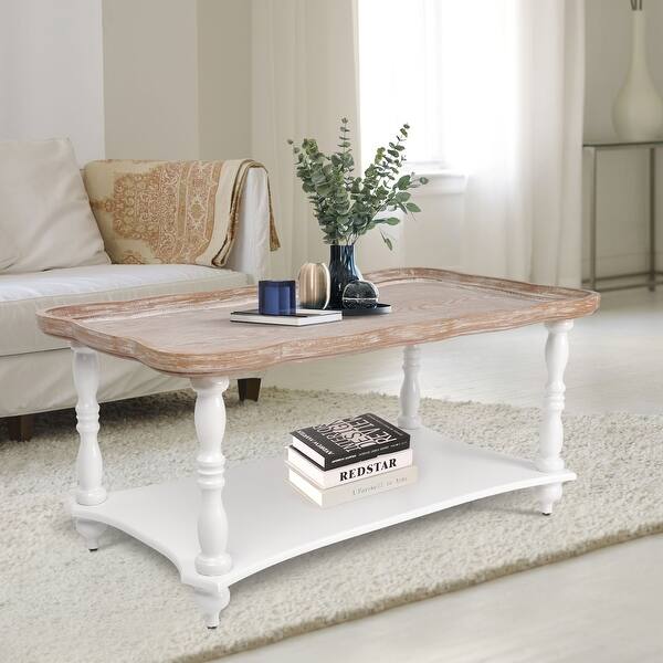 Rustic Farmhouse Cottagecore Coffee Table, Rectangle Accent End Table ...
