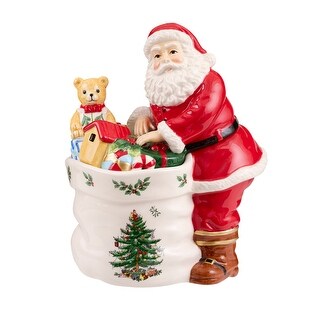 Spode Christmas Tree Santa Candy Jar - 5" D x 7.75" H - Bed Bath ...