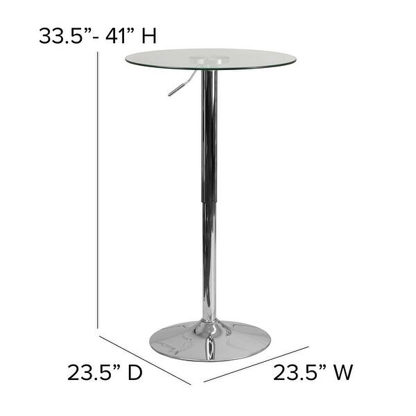 23.5" Round Adjustable Height Glass Table (Adjustable Range 33.5" - 41 ...