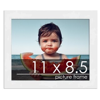 11x8.5 Contemporary White Wood Picture Frame - UV Acrylic, Foam Board ...
