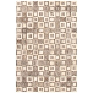 ECARPETGALLERY Handmade Cowhide Patchwork Grey Hemp, Jute, Leather Rug ...