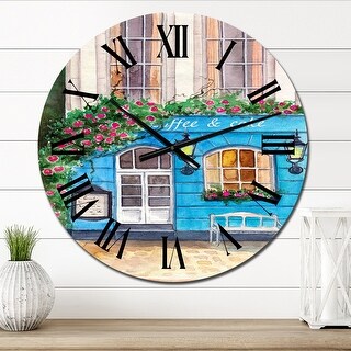 Designart 'Cozy Blue Coffee Shop' Cabin & Lodge wall clock - Bed Bath ...