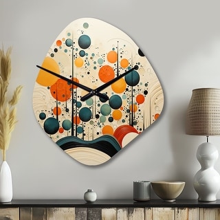 Orange Mid Century Organic Harmony II - Abstract Midcentury Wall Clocks ...