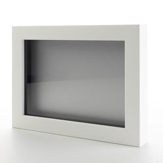 White 12x24 Wood Shadow Box with Silver Acid-Free Backing - With 11/16 ...