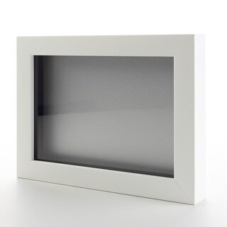 White 6x8 Wood Shadow Box with Silver Acid-Free Backing - With 11/16 ...