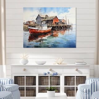 Designart "Port Portside Reflection Pointillism I" Nautical & Beach ...