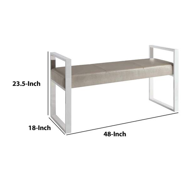 Metal Frame Bench with Faux Leather Upholstered Cushion Seat, Brown and ...