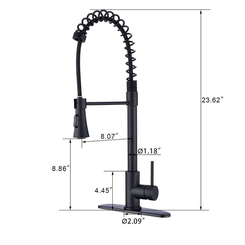 Single Handle Deck Mounted Spring Neck Pull Down Kitchen Faucet with ...