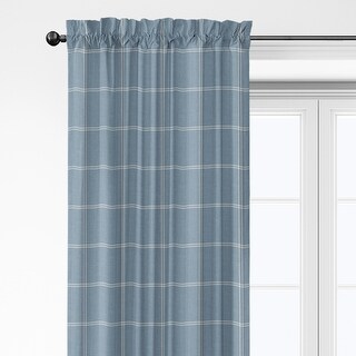 Shay Window Pane Cornflower Cotton Rod Pocket Drapery Panel Set of 2 ...