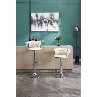 Set of 2 Bar Stools,with Chrome Footrest and Base Swivel Height ...