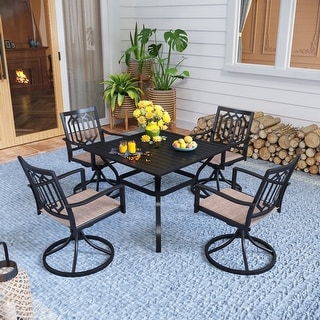 5 Pieces Patio Dining Set, 4 Sling Swivel Chairs and Outdoor/Indoor ...