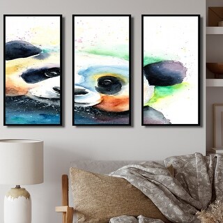 Designart "Funny Panda Bear With Black And White" Children's Art Framed ...