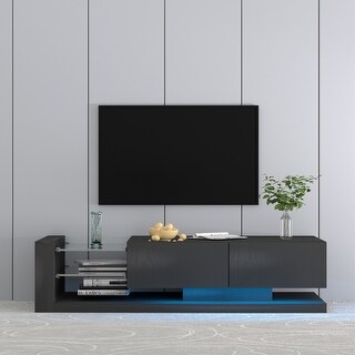 Modern TV Console with Storage Cabinets Changing Lights Remote RGB ...