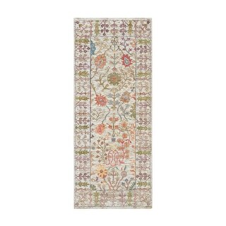 Shahbanu Rugs Taupe, Hand Knotted, Directional Vase All Over Design ...