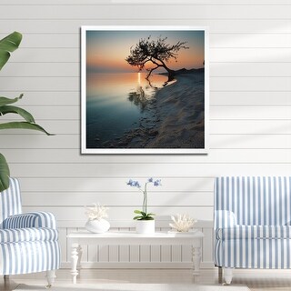 Designart "Coastal Tree Panorama" Coastal Sunset Framed Canvas Art ...