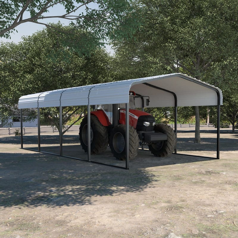 VEIKOUS Heavy Duty Outdoor Steel Carport with Rust-Resistant Frame ...