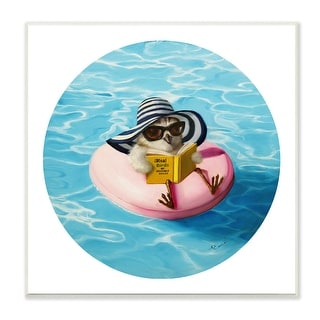Stupell Bird Reading Book Pool Float Beverly Hills Sun Hat Wood Wall ...