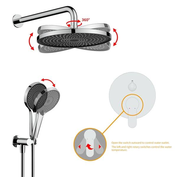 10 inch Wall-Mounted Round Shower System with Rough-in Valve and ...